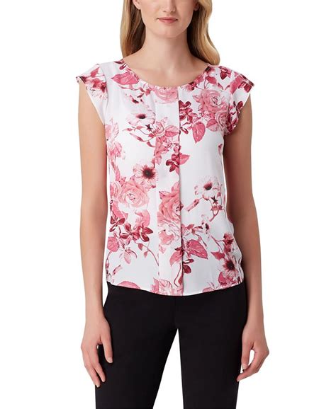 Tahari Asl Petite Floral Print Flutter Sleeve Blouse Macys