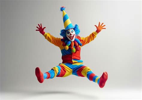 Premium Photo Clown Jumping In The Air