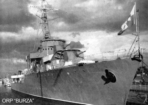 Polish Wicher Class Destroyer Orp Burza 1955 Veteran Ship With