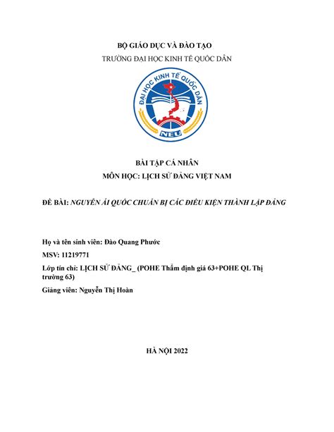 Btcn lsđ i i i BỘ GIÁO DỤC VÀ ĐÀO TẠO TRƯỜNG ĐẠI HỌC KINH TẾ QUỐC DÂN