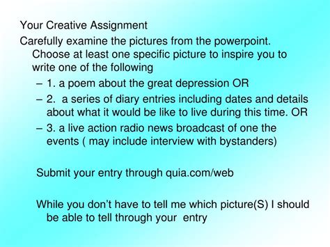 Ppt Your Creative Assignment Powerpoint Presentation Free Download