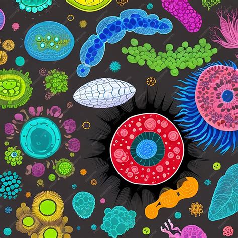 Pathogen Microorganisms Colorful Background Premium Ai Generated Image