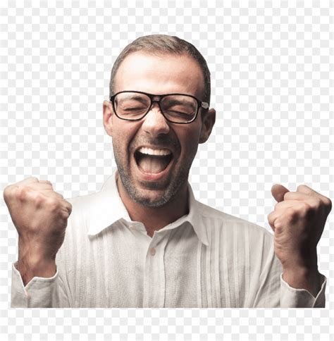 Free Download Hd Png Excited Man With Glasses Rejoicing Him Success