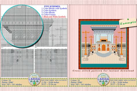 Herods Temple Cross Stitch Pattern Nicanor Gate In Jerusalem By