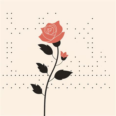 Rose Minimalistic Background With Line And Dot Pattern Creating A