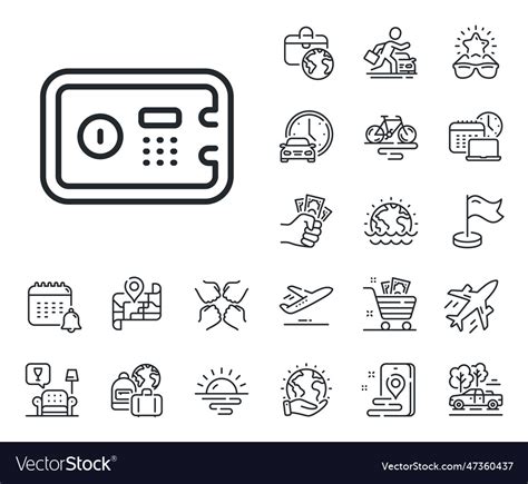 Safe Box Line Icon Secure Deposit Sign Hotel Vector Image