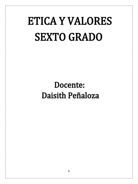 Modulo De Etica Y Valores Grado Sexto Pdf Autoestima Moralidad