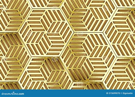 Golden Shape Hexagon Cell Tiling On The Luxury Decoration Interior Gold