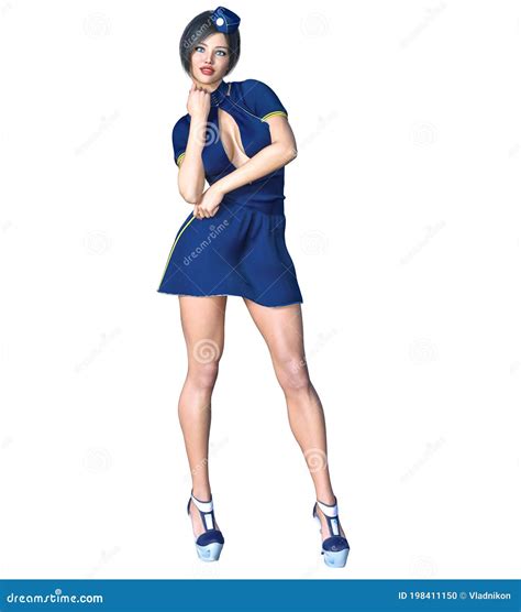 High Beautiful Girl Stewardess Stock Illustration Illustration Of