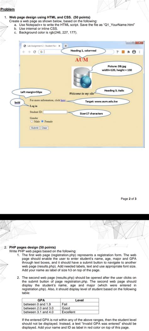 Solved Problem Web Page Design Using HTML And CSS Chegg