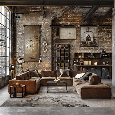 Industrial Design Style Café Lounge Area Interior Design Industrial Farmhouse Living Room
