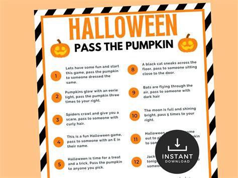 Halloween Pass The Pumpkin Game Halloween Activity Pass The Prize Game