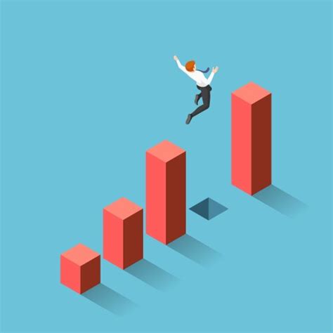 Courage Businessman Jump Through The Gap Between Vector Image