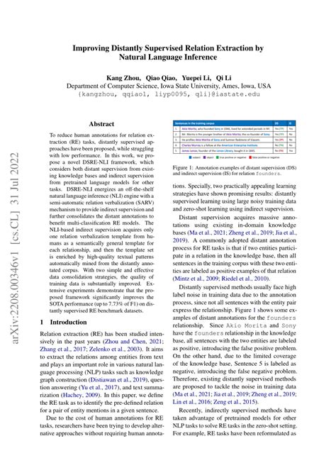 Pdf Improving Distantly Supervised Relation Extraction By Natural