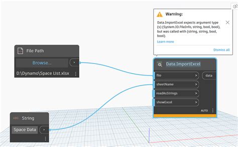 Dataimportexcel Node Sees Filepath As String Excel Dynamo