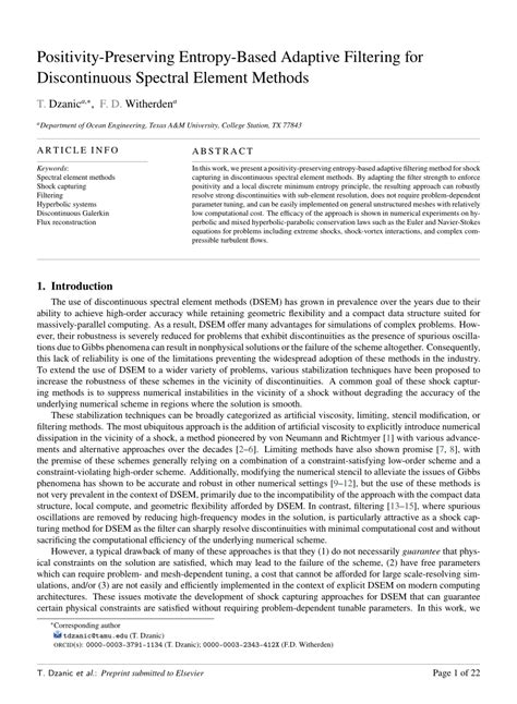 Pdf Positivity Preserving Entropy Based Adaptive Filtering For
