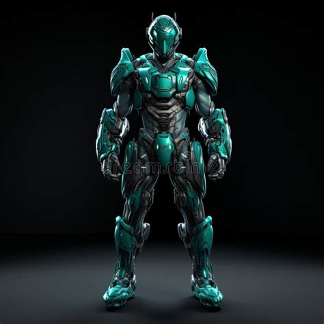Green Metallic Suit Zbrush Style Mecha Anime With Volumetric Lighting Stock Illustration