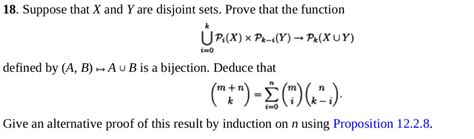 Solved 18 Suppose That X And Y Are Disjoint Sets Prove