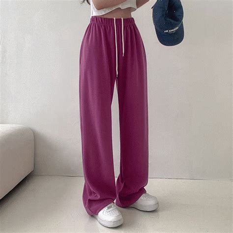 12컬러힙합핏유니섹스 비비드 컬러링 와이드 핏 하이웨스트 트레이닝 밴딩 롱 밴딩 팬츠 에이블리