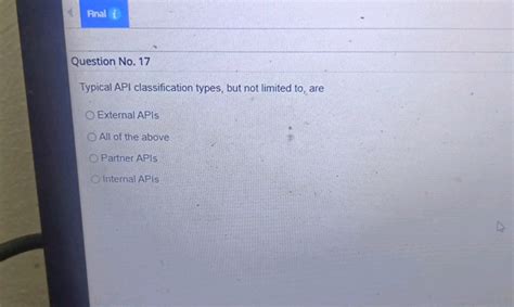 Final I Question No 17 Typical API StudyX