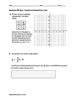 Geometry EOC Quiz Parallel And Perpendicular Lines BUNDLE TpT