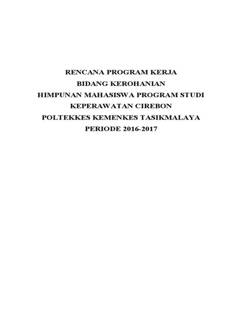 Rencana Program Kerja Kerohanian Full Pdf