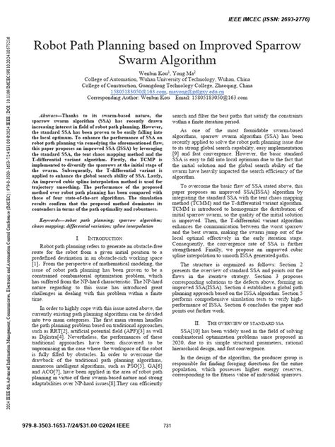 Robot Path Planning Based On Improved Sparrow Swarm Algorithm Pdf Chaos Theory