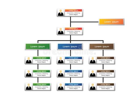 Organization Chart Infographics With People Icon And Abstract Line