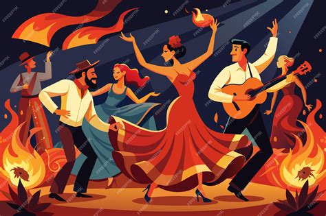 Ilustración De Cinco Personas Involucradas En Una Escena Festiva De