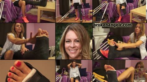 Lucia Term Llc Getting Used To Her Long Leg Cast With Crutches And Foot Play In Hd 1920x1080