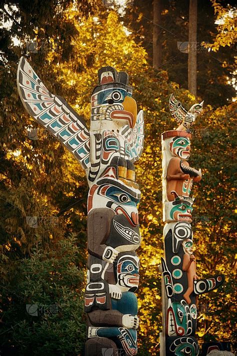 印第安人的图腾柱素材 花瓣网