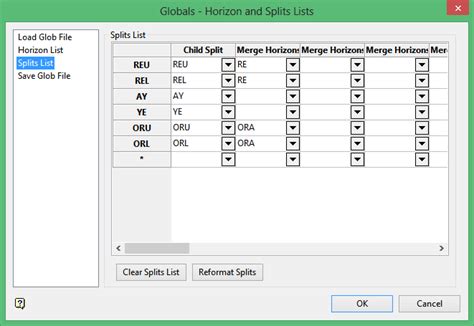 Vulcan Geology Drilling Utilities Horizon List