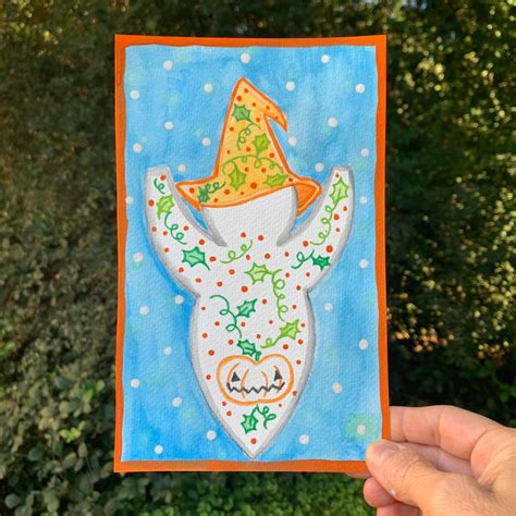 Baby Jack O Windlicht Hexe Aquarell Jack O Laterne Halloween Kunst Pagan Art Pagan