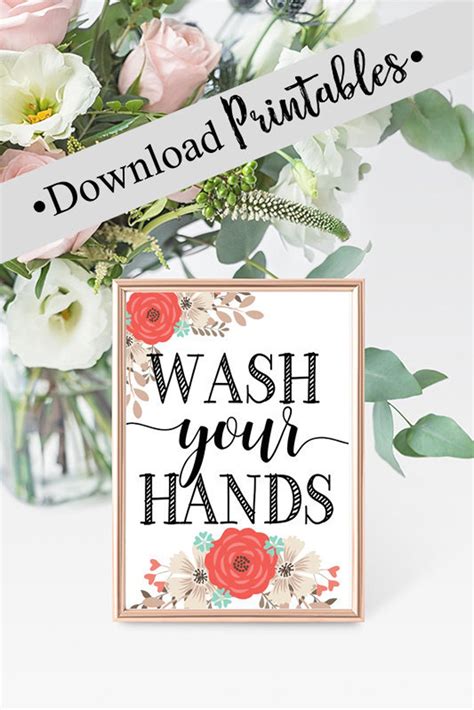 Bathroom Printable Wash Your Hands Sign Print At Home Bathroom Sign