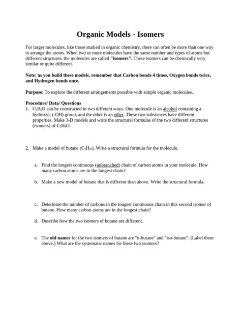 Molecular Shapes Organic Isomers Pdf