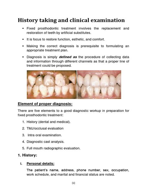 history taking and clinical examination pdf dental implant