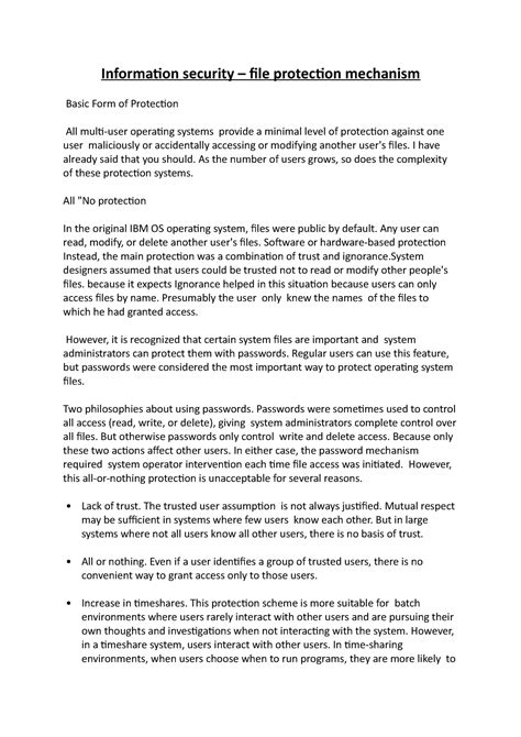 Information Security File Protection Mechanism Information Security File Protection