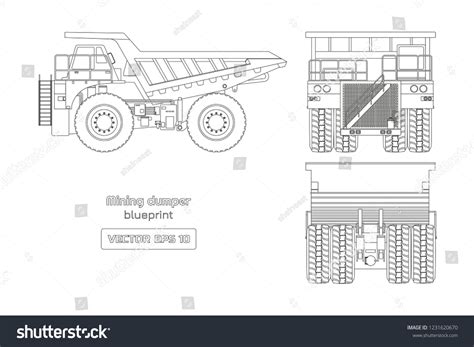 Blueprint Mining Dumper On White Background Stock Vector Royalty Free