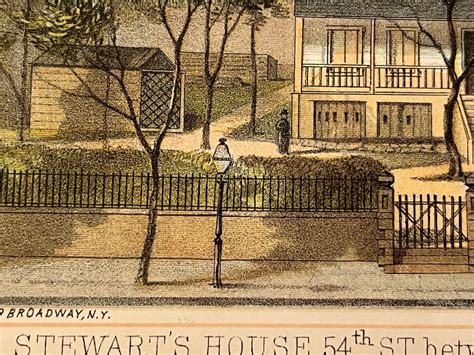 Antique Color Lithograph Mr Stewarts House In New York City 1865