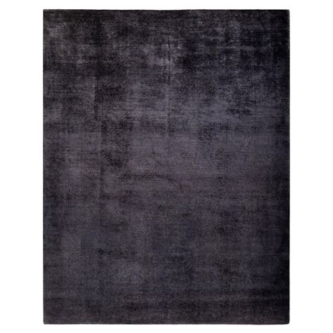 Overdyed Hand Knotted Wool Gray Area Rug For Sale At 1stdibs