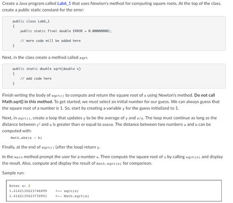 solved create a java program called lab6 1 that uses