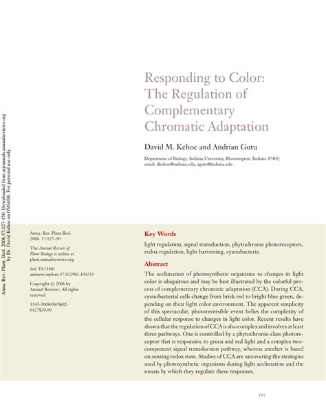 Pdf Responding To Color The Regulation Of Complementary Chromatic