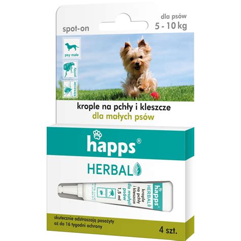 Happs krople herbal 4x1 5ml przeciw pchłom i kleszczom dla małych psów 5 10kg