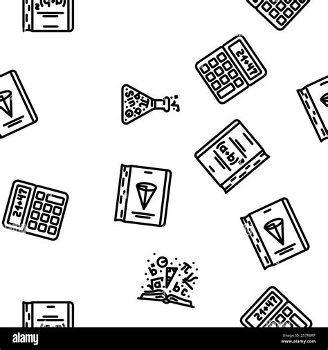 Math Science Education School Vector Seamless Pattern Thin Line Illustration Math Science