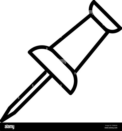 Linear Push Pin Icon As Simple Template For Web Design Stock Vector