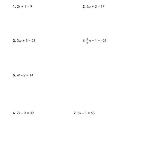 5 Step Equations Worksheet