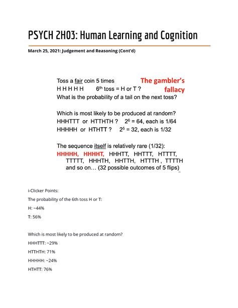 Lecture 21 Human Cog Psych 2h03 Human Learning And Cognition March