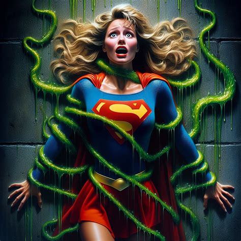 Supergirl In Slimy Kryptonite Tendril Trap By Necromancer Rev On