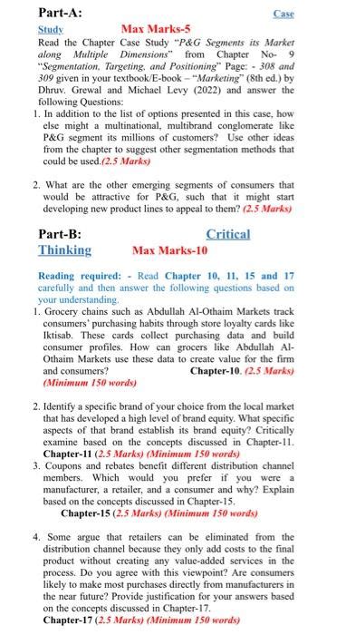 Solved Part A Case Study Max Marks Read The Chapter Case Chegg Com