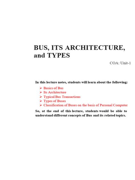 L2bus Its Architecture And Typesunit 1 Pdf Usb 64 Bit Computing